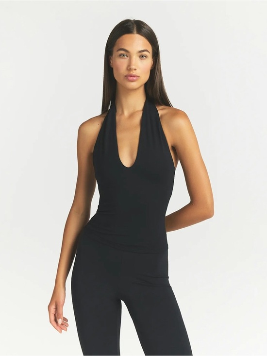 SKIMS | Tops | Skims Smooth Layers Plunge Halter Top Obsidian M | Poshmark